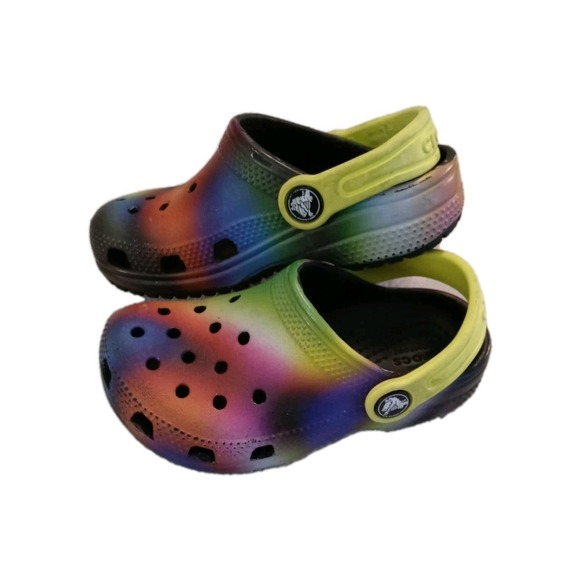 CROCS | Shoes | Crocs Classic Rainbow Tie Dye Colorful Clogs Multicolor ...